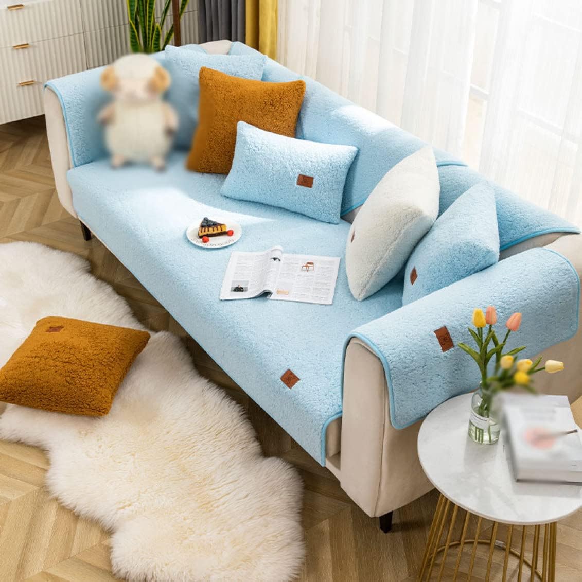 Velvet Non-Slip Sofa Mat - OCEAN BLUE – Fabrella